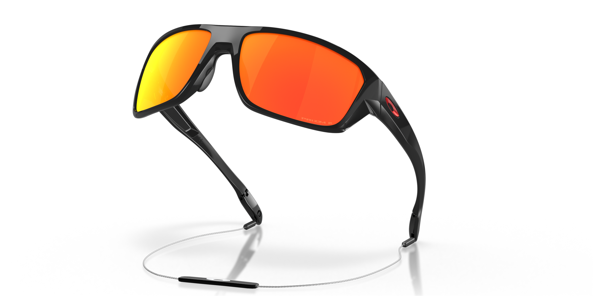 Split Shot Prizm Ruby Polarized Lenses, Polished Black Frame Sunglasses ...