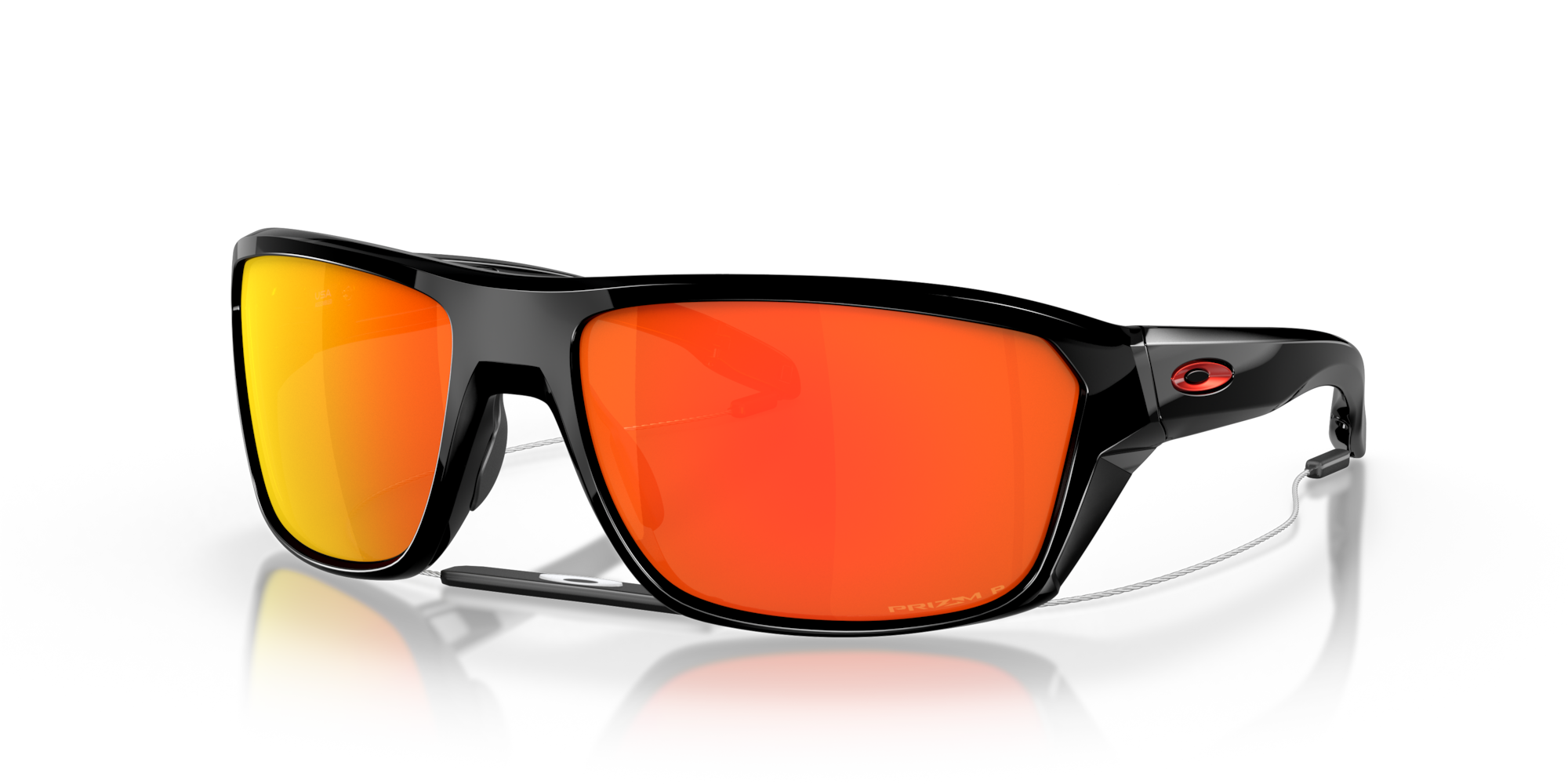 Split Shot Prizm Ruby Polarized Lenses, Polished Black Frame Sunglasses ...