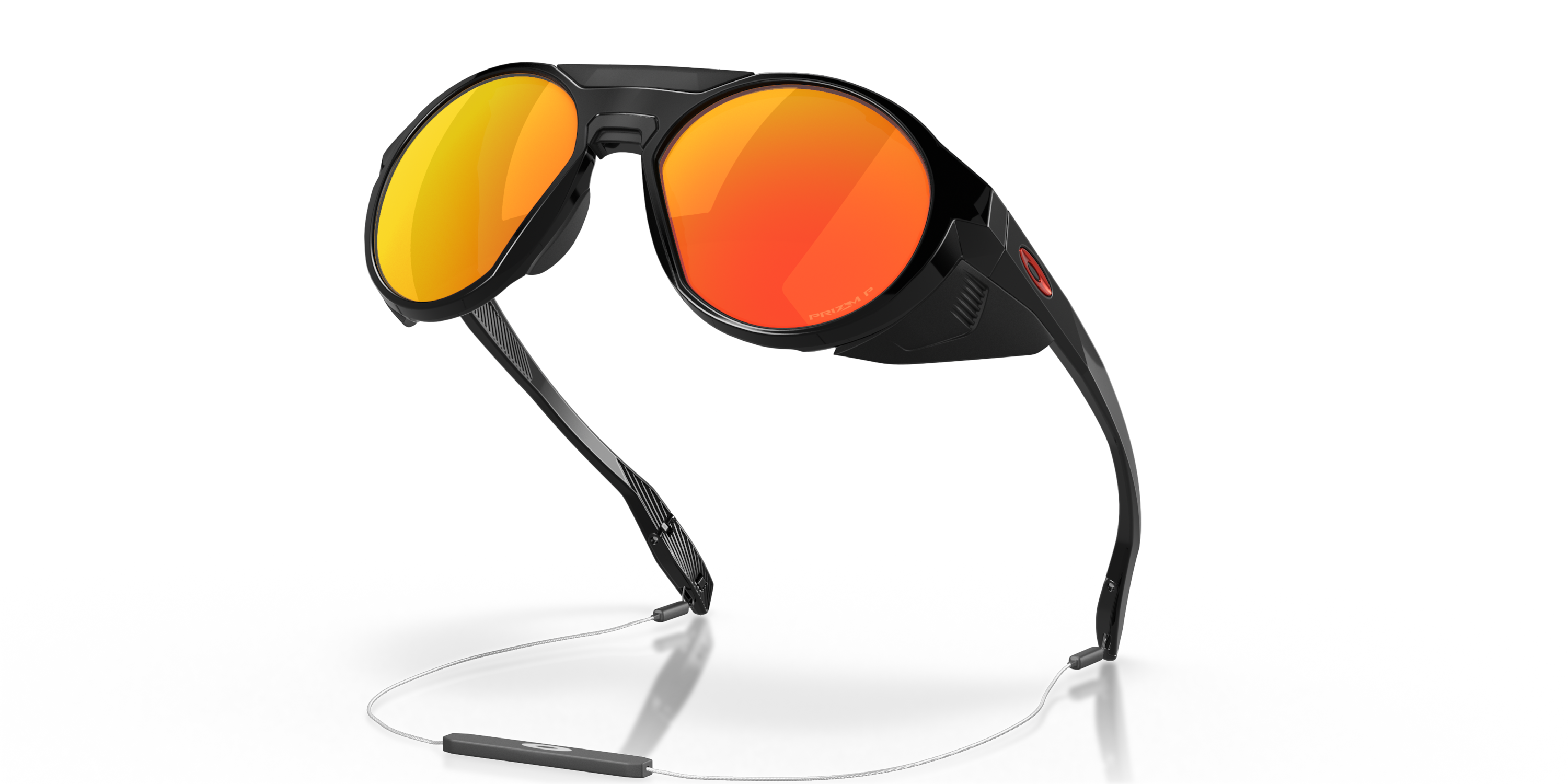 Clifden Prizm Ruby Polarized Lenses, Polished Black Frame Sunglasses ...