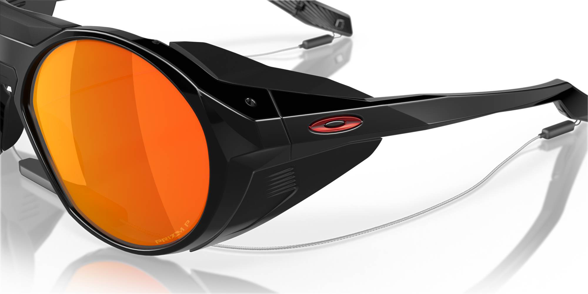 Clifden Prizm Ruby Polarized Lenses, Polished Black Frame Sunglasses ...