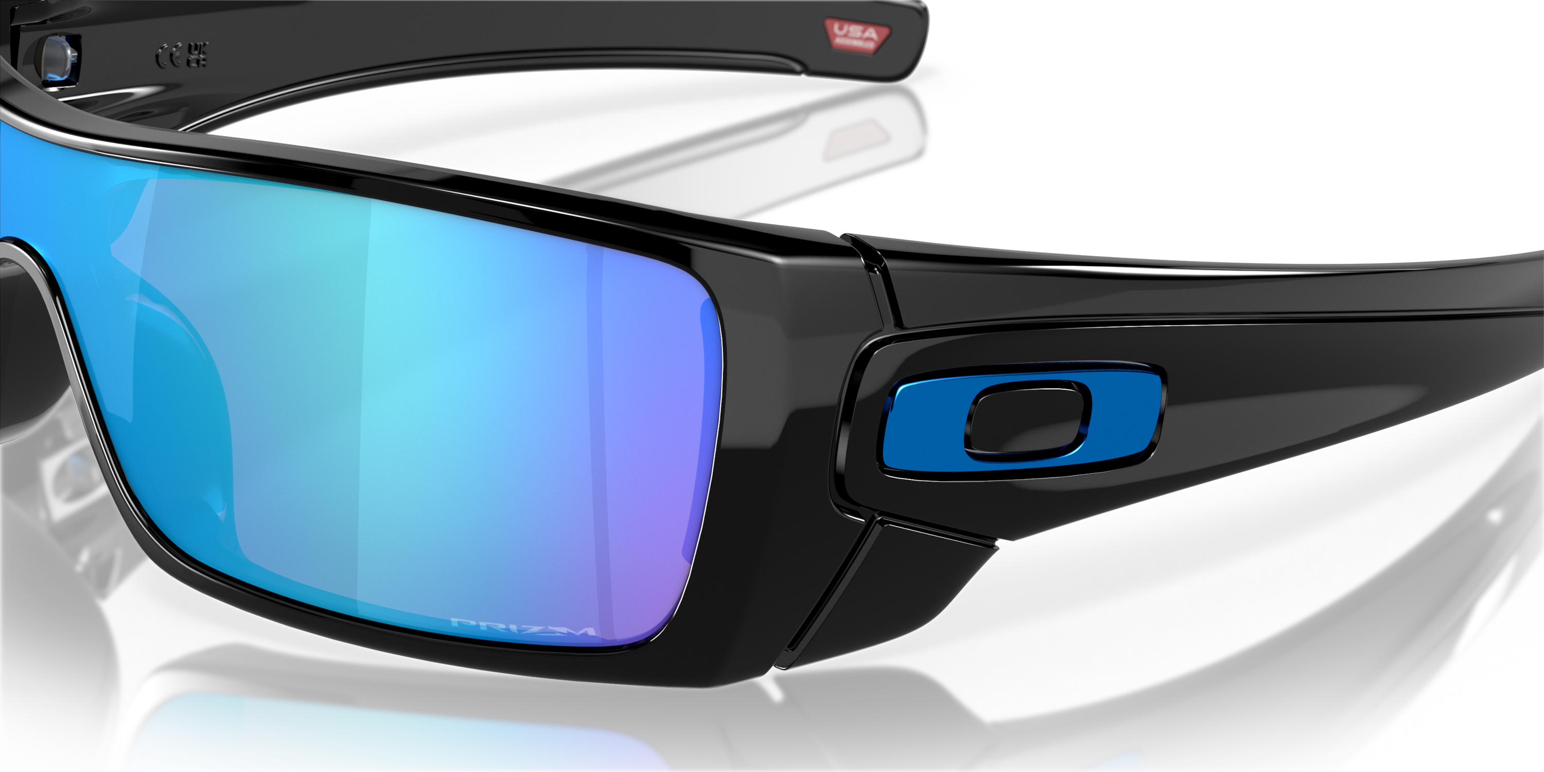 Batwolf® Prizm Sapphire Lenses, Polished Black Frame Sunglasses ...