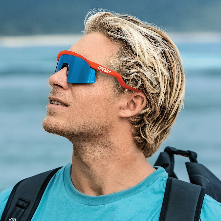 Oakley Hydra Sunglasses with Neon Orange Frame and Prizm Sapphire ...